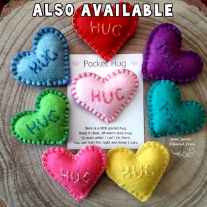 Pocket Hug Soft Felt Heart Wooden Heart Handsewn Stress Reliever ...