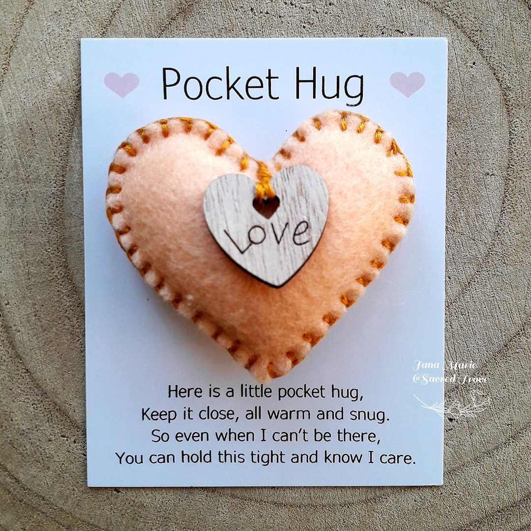 Pocket Hug Soft Felt Heart Wooden Heart Handsewn Stress Reliever ...