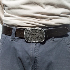 Handcrafted Pewter Cross Belt Buckle: Satin Finish, Made in USA - Etsy