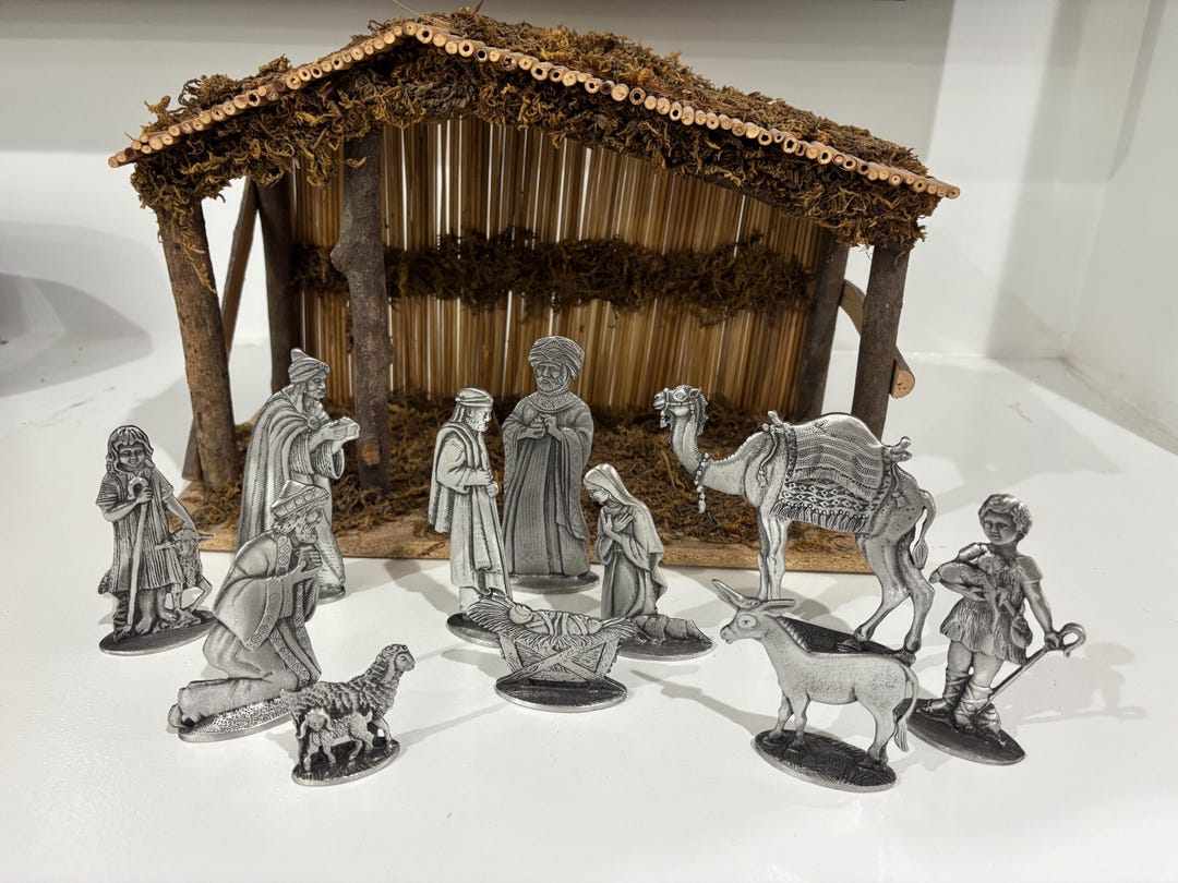 Vintage Pewter Nativity Set, Hand Finished 11-piece Collection - Etsy