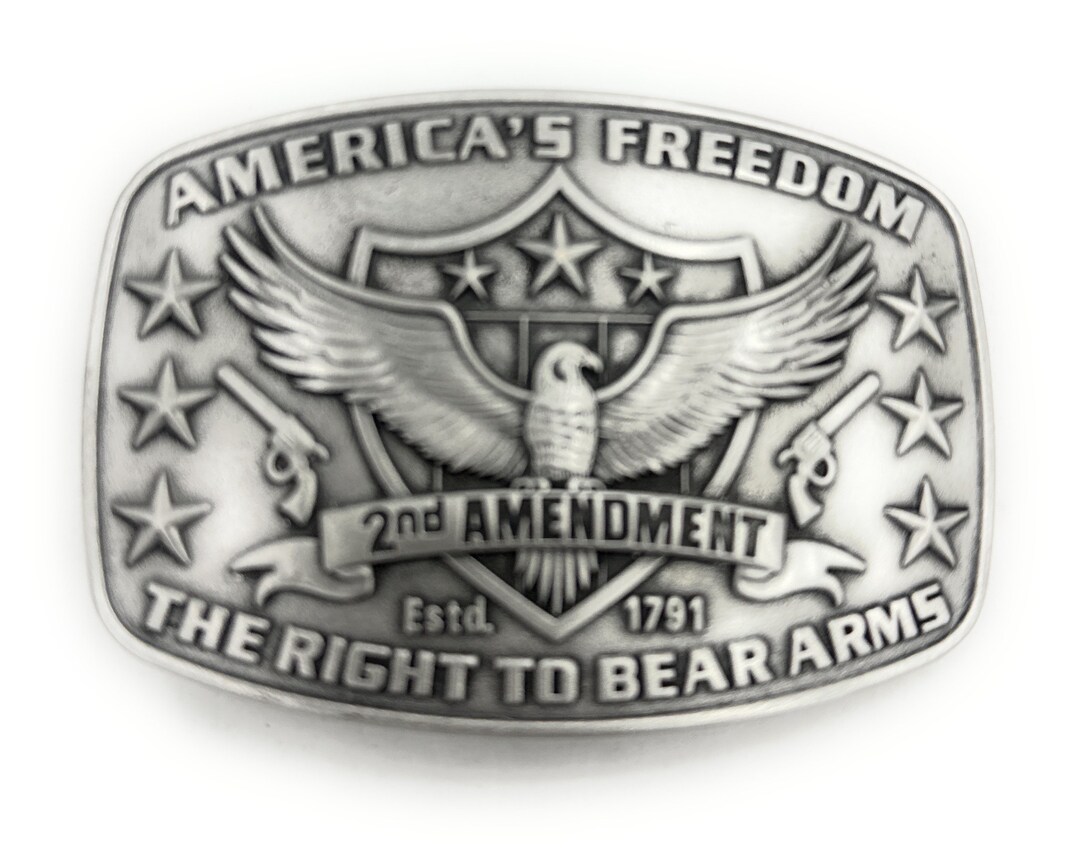 Handcrafted 2nd Amendment Pewter Belt Buckle - Satin Finish, Made in ...