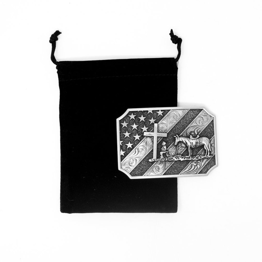 Handcrafted Pewter Cowboy Kneeling in Prayer Belt Buckle - Made in USA ...