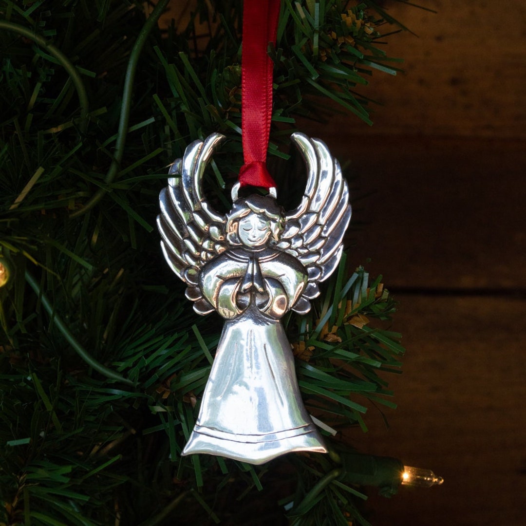 Angel Polished Ornament Praying Angel Pewter Christmas Ornament - Etsy