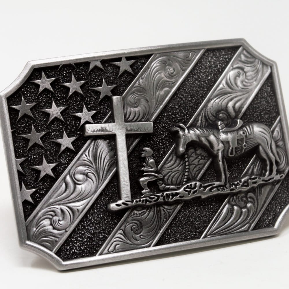 Handcrafted Pewter Cowboy Kneeling in Prayer Belt Buckle - Made in USA ...