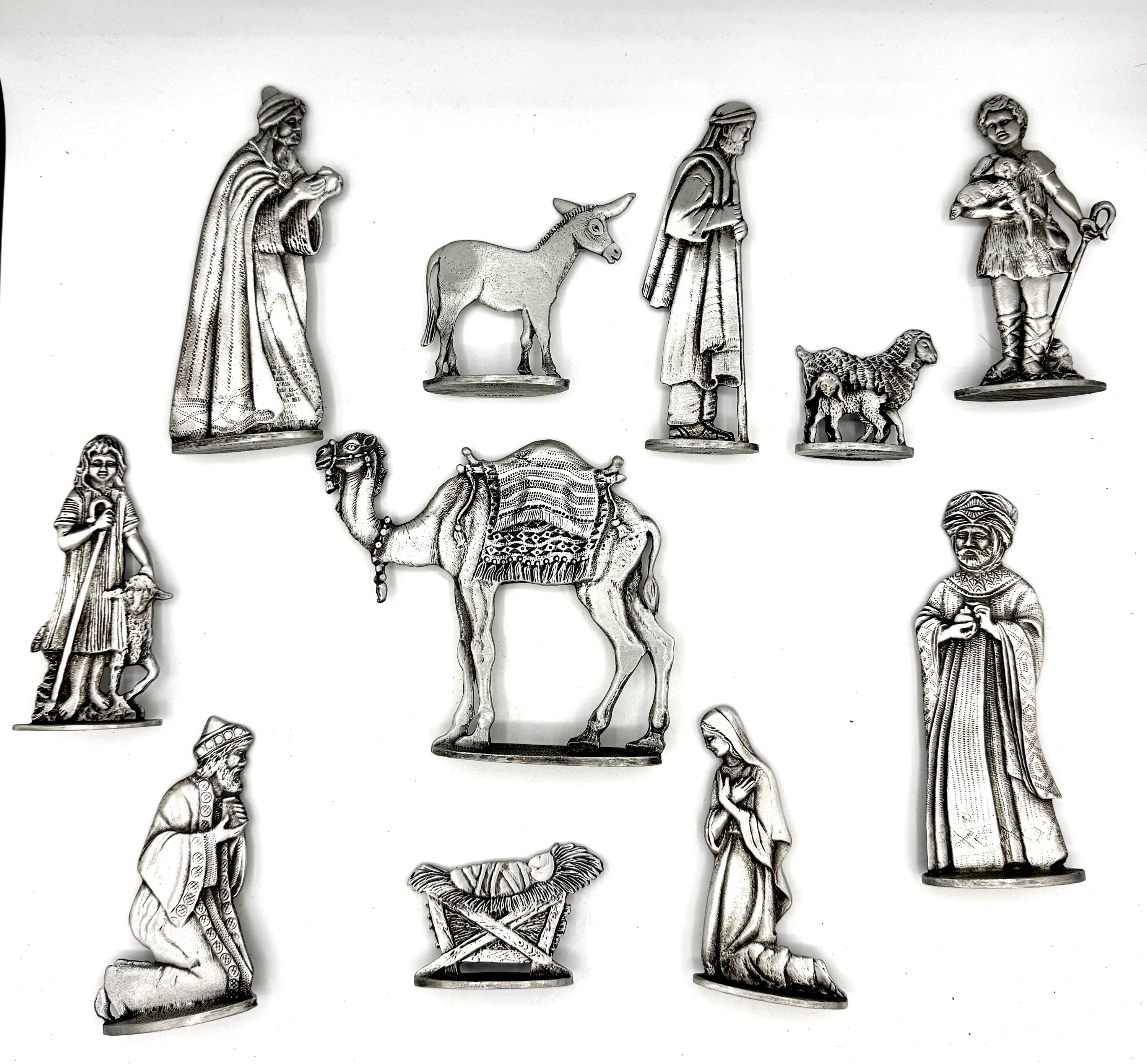 Vintage Pewter Nativity Set, Hand Finished 11-piece Collection - Etsy