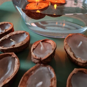 Large Floating Candles White Candle Walnut Halves Walnut Decoration ...