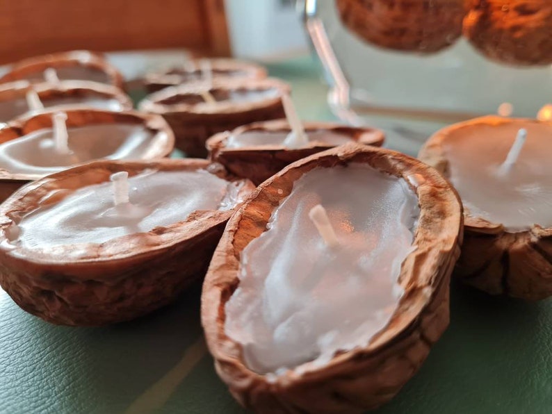 Large Floating Candles White Candle Walnut Halves Walnut Decoration ...