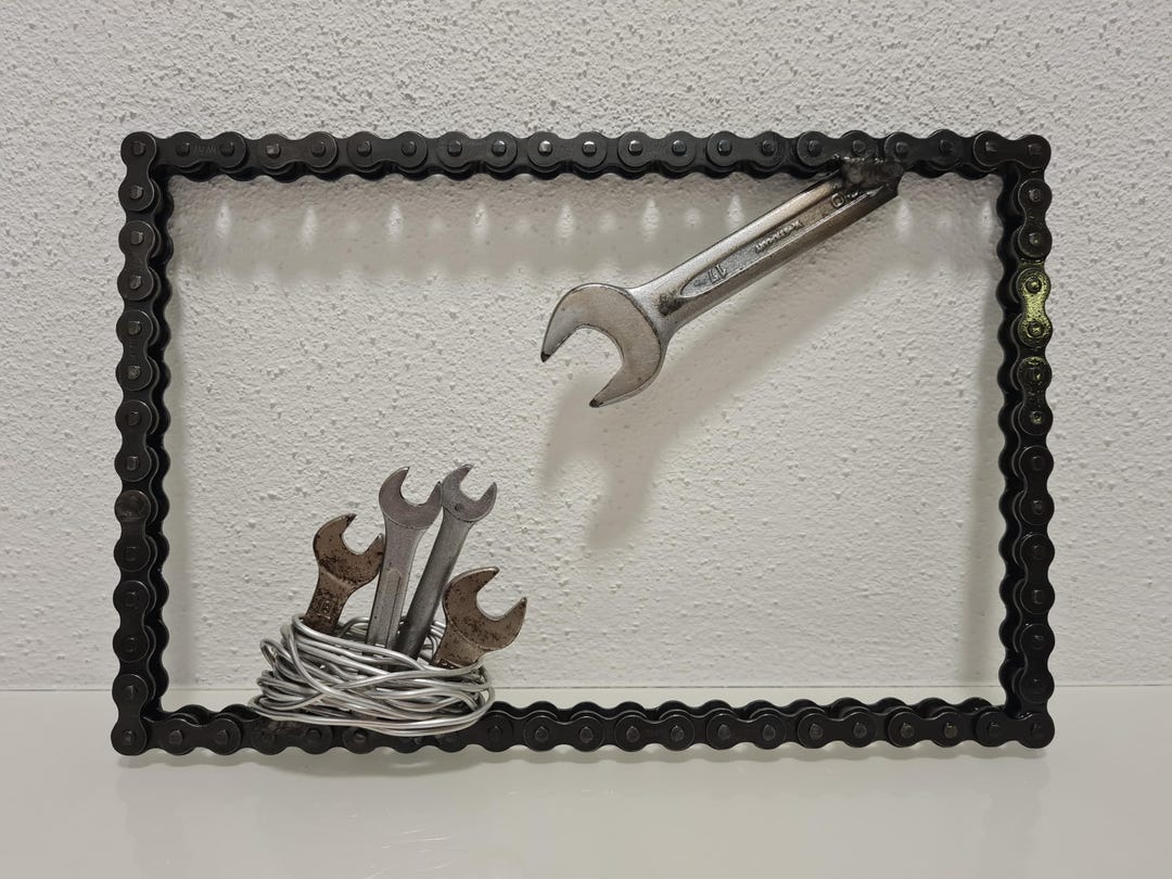 Bird's Nest Made of Moped Chain Picture Frame Metal Art Handmade Art ...