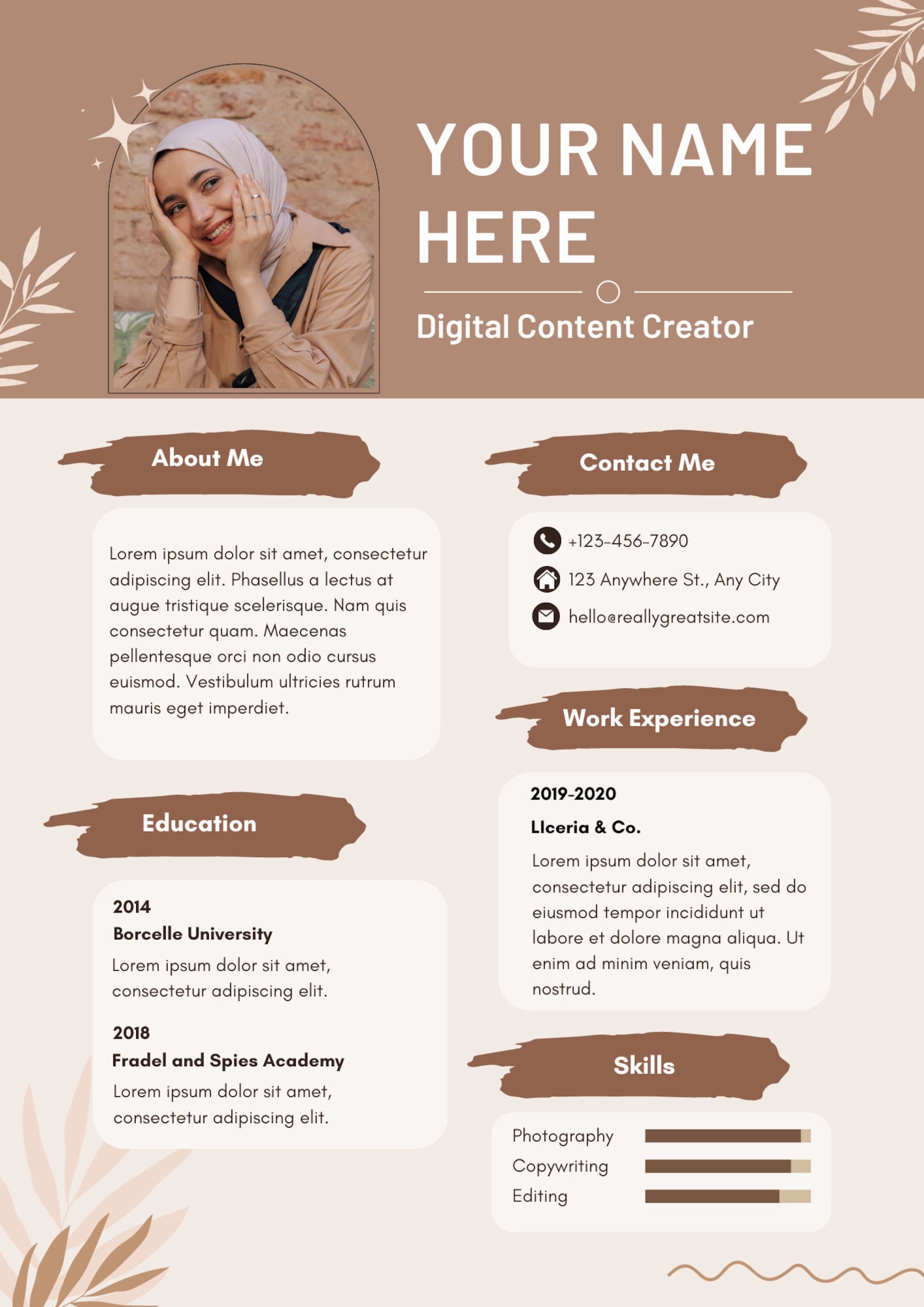 Content Creator Resume Cv Template Resume Template With Photo graphics ...