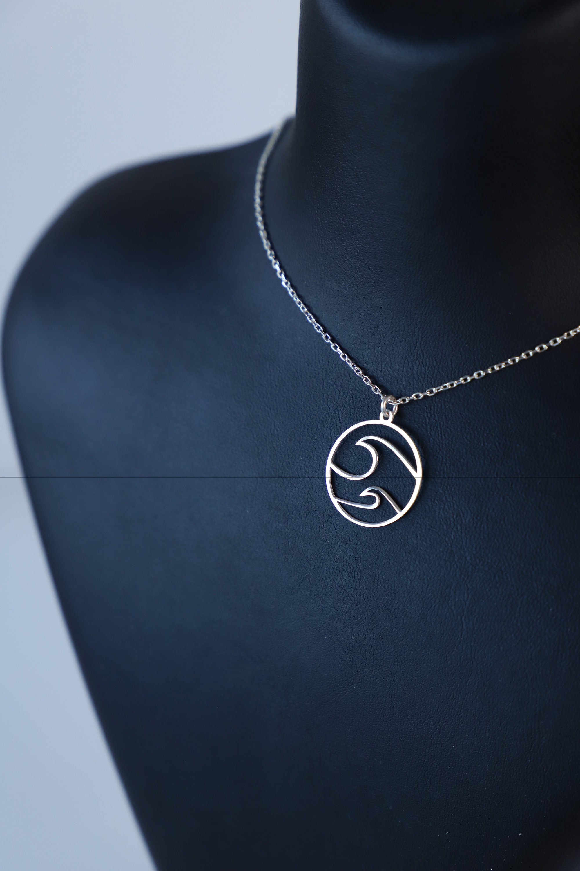 Silver Ocean Wave Necklace Dainty Double Wave Necklace Ocean - Etsy