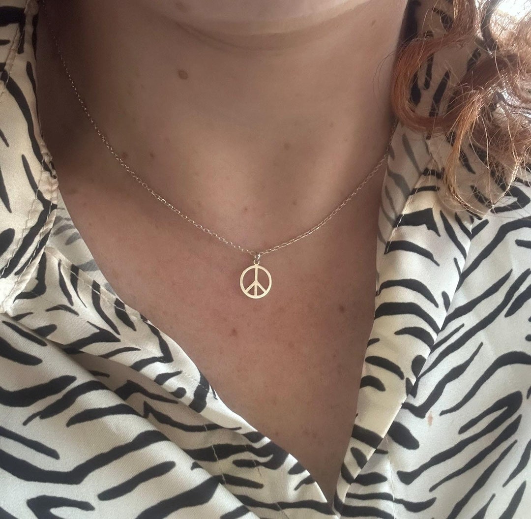 Peace Symbol Necklace, Mini Peace Sign Necklace, Hippie Jewelry Gift ...