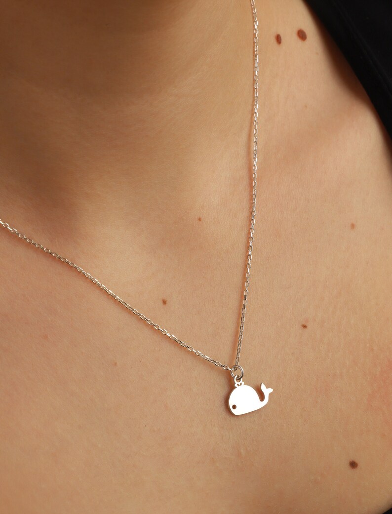 Tiny Whale Necklace Cute Little Whale Necklace Dolphin - Etsy