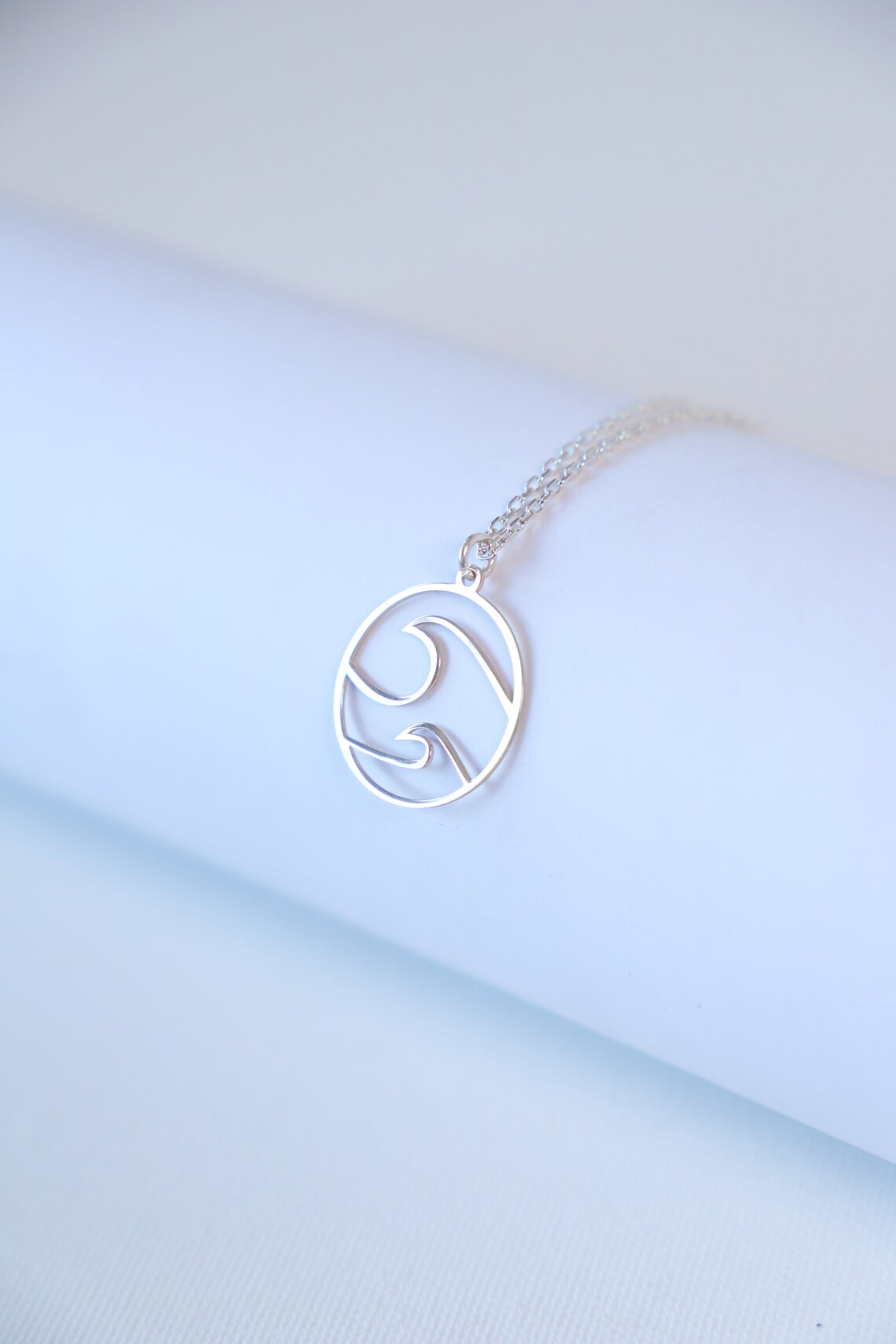 Silver Ocean Wave Necklace, Dainty Double Wave Necklace, Ocean Jewelry ...
