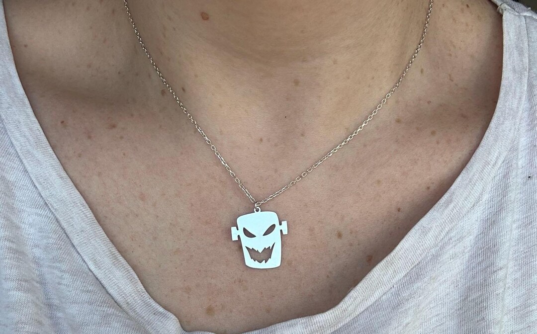 Monster Face Necklace, Scary Halloween Necklace, Creepy Necklace ...