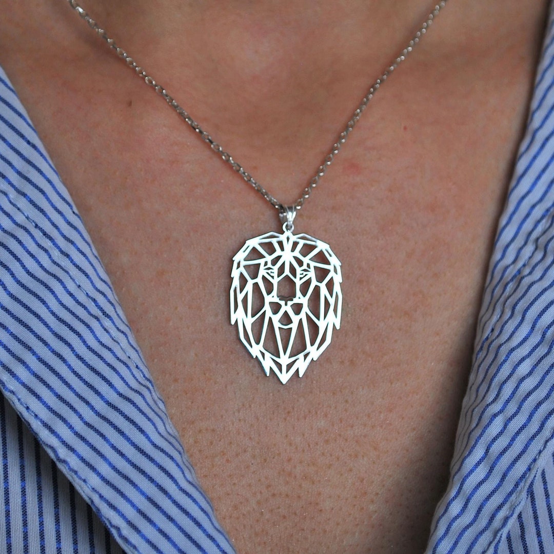 Origami Lion Necklace, Large Majestic Lion Necklace, Lion Jewelry Gift ...