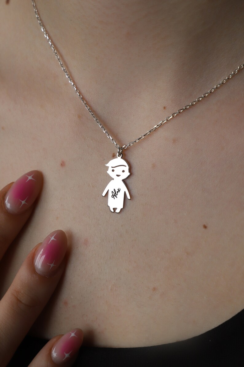Silver Little Boy Name Necklace Kids Name Necklace Custom - Etsy