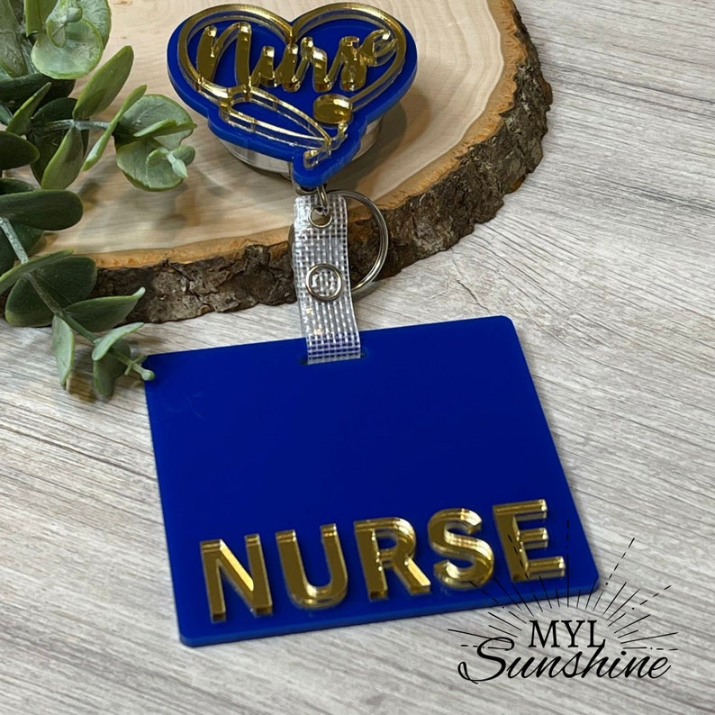 Nurse and Stethoscope Royal Blue Badge Holder Matching 3D - Etsy