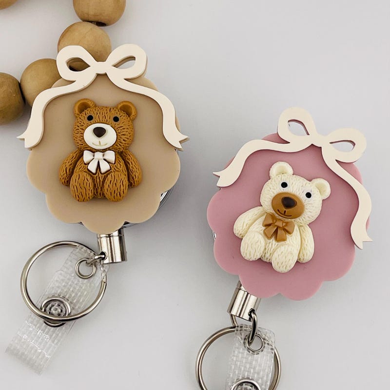 Cute Teddy Bear Badge Reel - Etsy