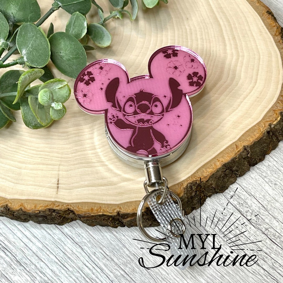 Cute Creature Badge Reel, Acrylic ID Holder, Nurse Badge Holder, Pink ...