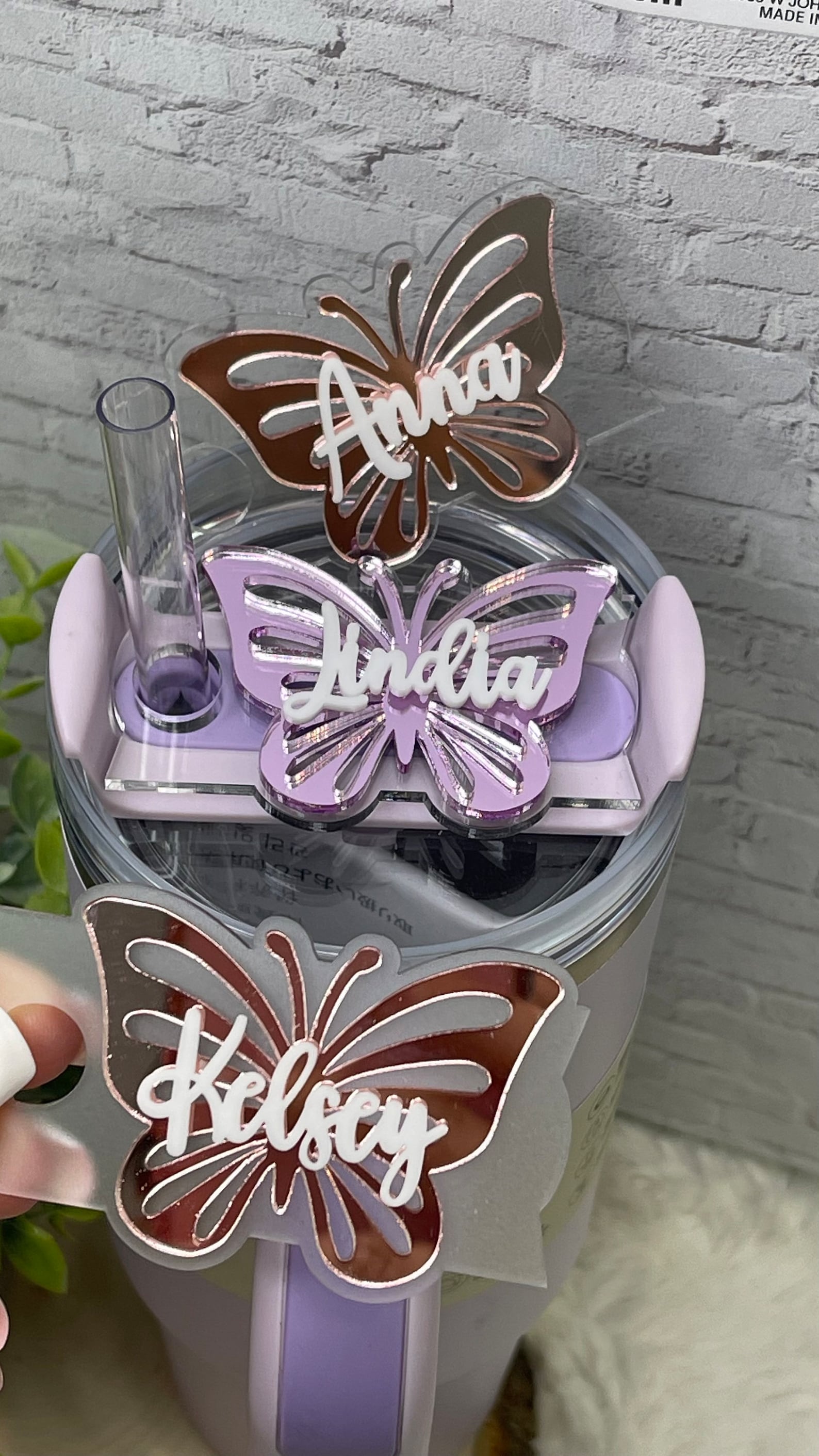 Stanley Tumbler Personalized Butterfly Name Plate for Stanley Tumbler ...
