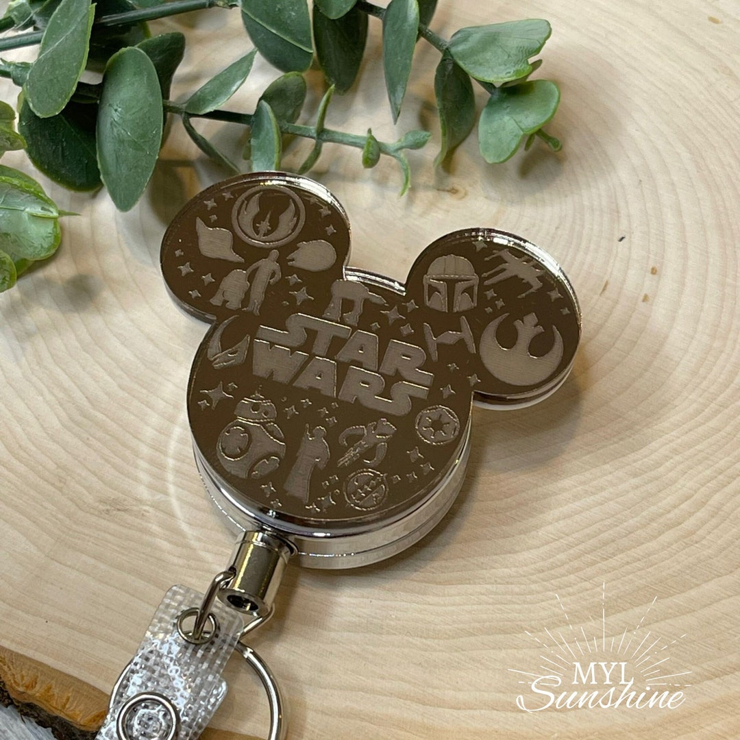 Galactic Badge Reel, Acrylic ID Holder, Nurse Badge Holder, Mouse Head ...