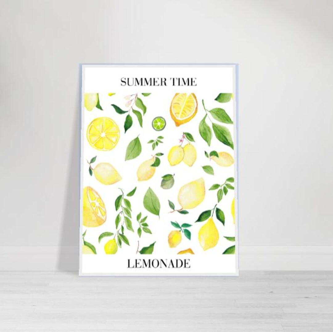 Summer Time Lemonade Poster - Framed Art With Lemon Illustration ...