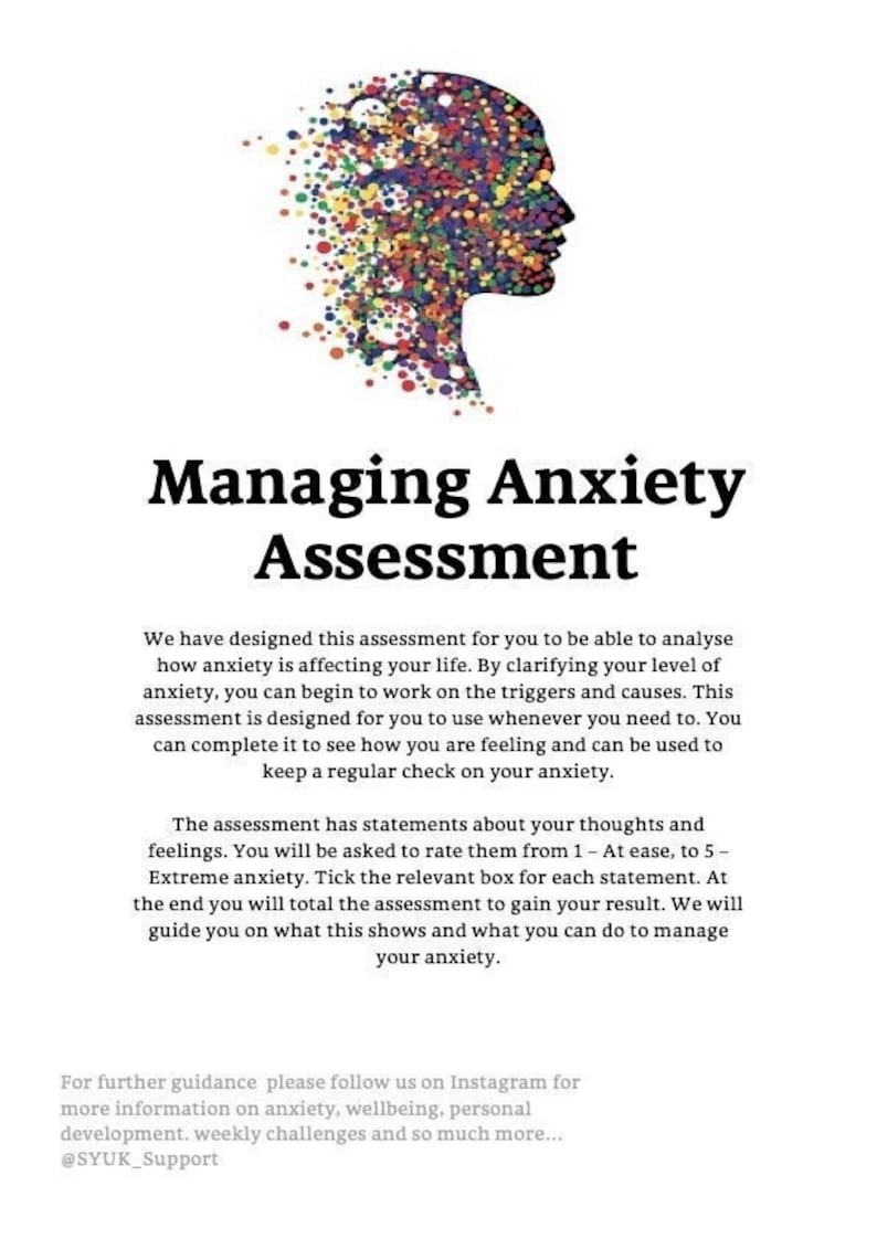Managing Anxiety Assessment. Therapy Checklist. Instant Download and ...