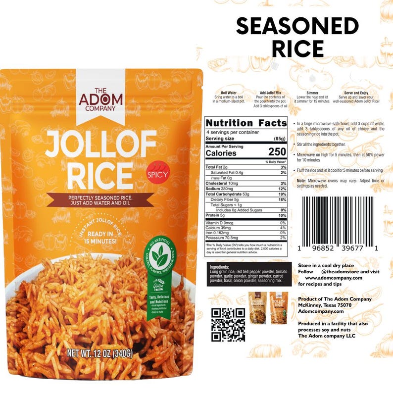 Seasoned Jollof Rice Mix: Ready-to-cook Nigerian Meal, West African ...