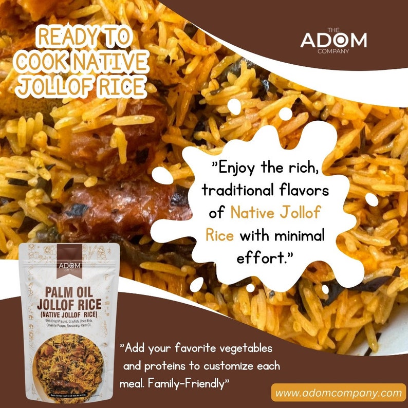 Native Jollof Rice Palm Oil Rice Ready to Cook Meal Jollof Rice - Etsy