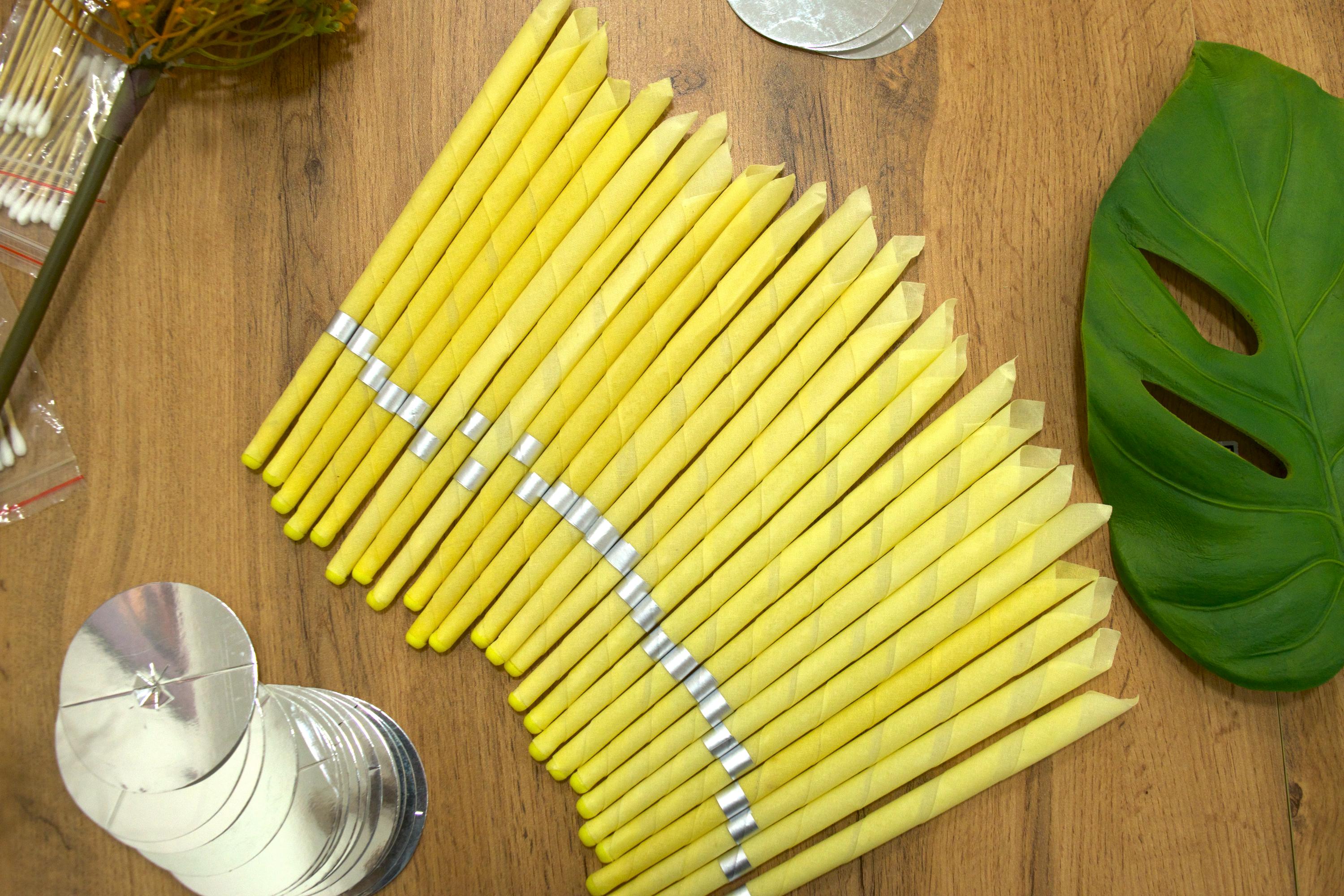 Set of 100 Handcrafted Beeswax Ear Candles for Relaxation and Wellness ...