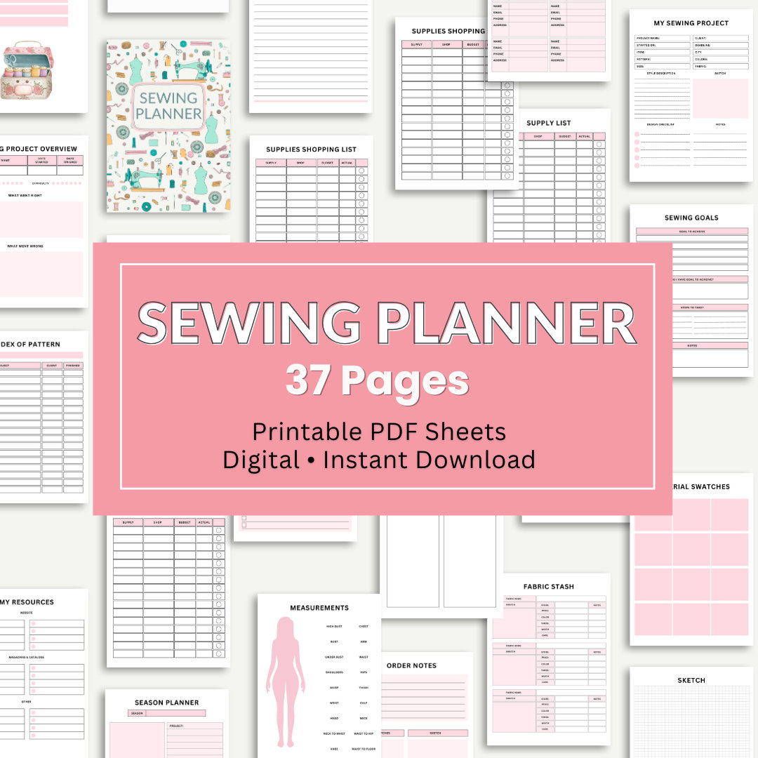 Sewing Planner, Printable Sewing Planner, Sewing Journal, Digital ...