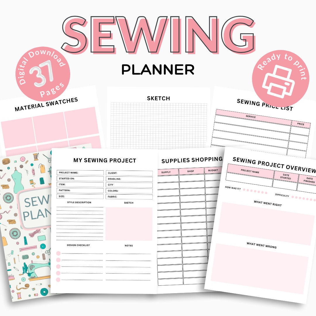 Sewing Planner, Printable Sewing Planner, Sewing Journal, Digital ...