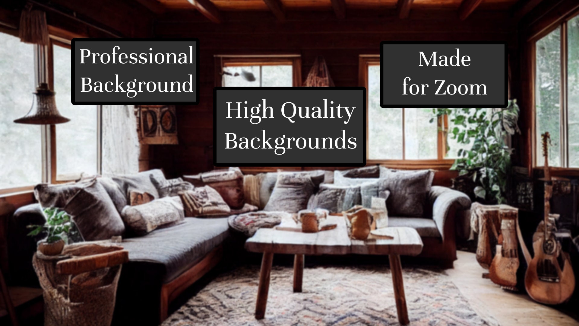 Cozy Boho Theme Zoom Backgrounds | Pack of 3 | Virtual Backgrounds for ...