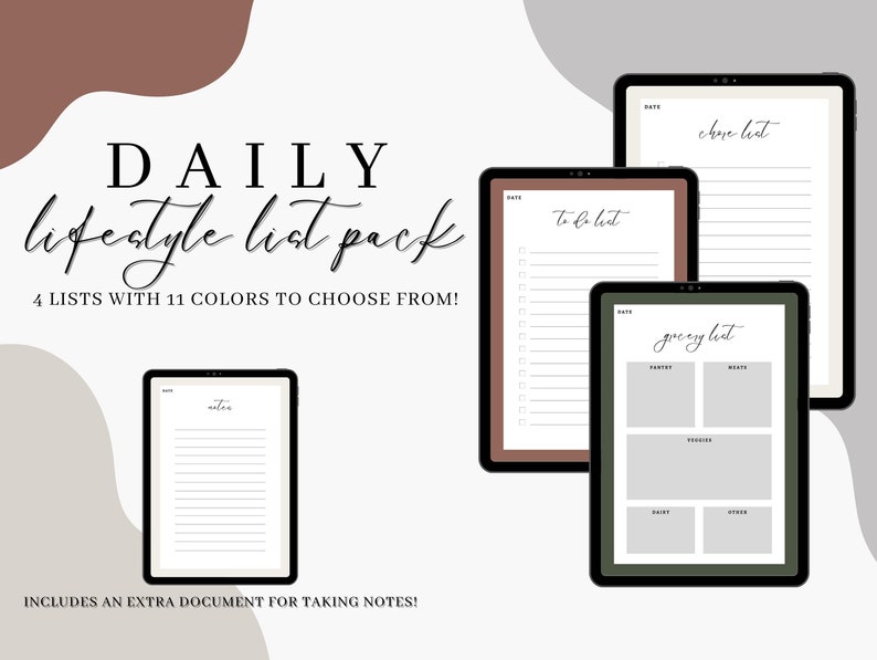 Daily to Do List Printable Pack, 4 List Designs With 11 Color ...