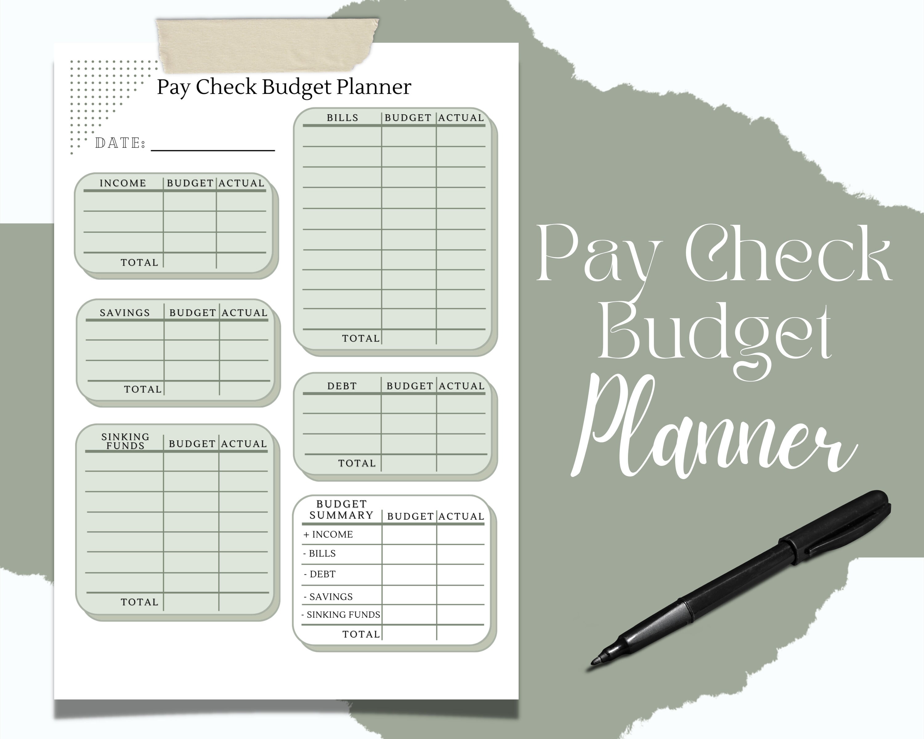 Pay Check Budget Planner - Etsy