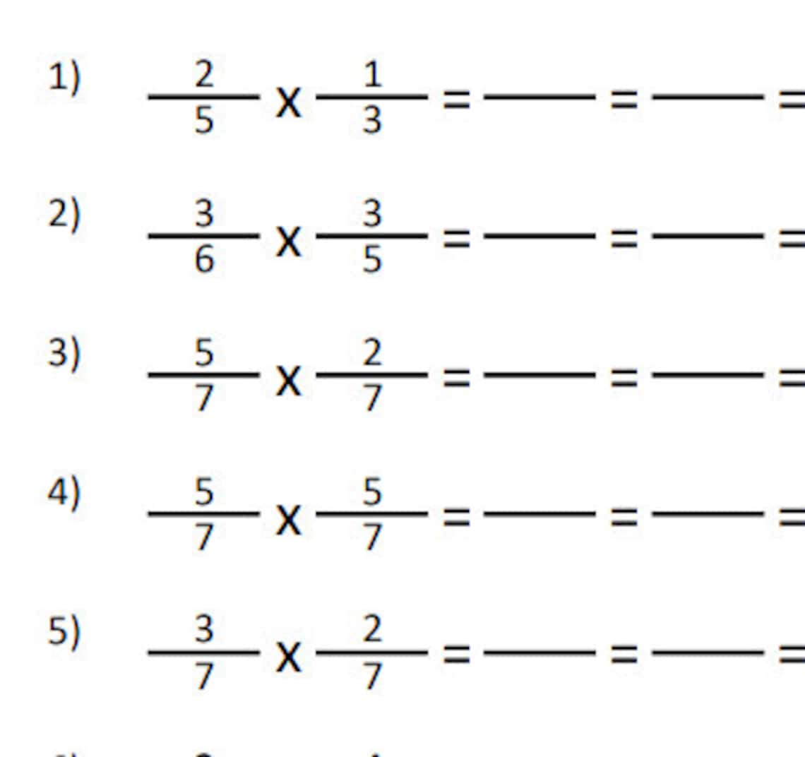 40 Fraction Worksheets - Multiplying and Division - Etsy