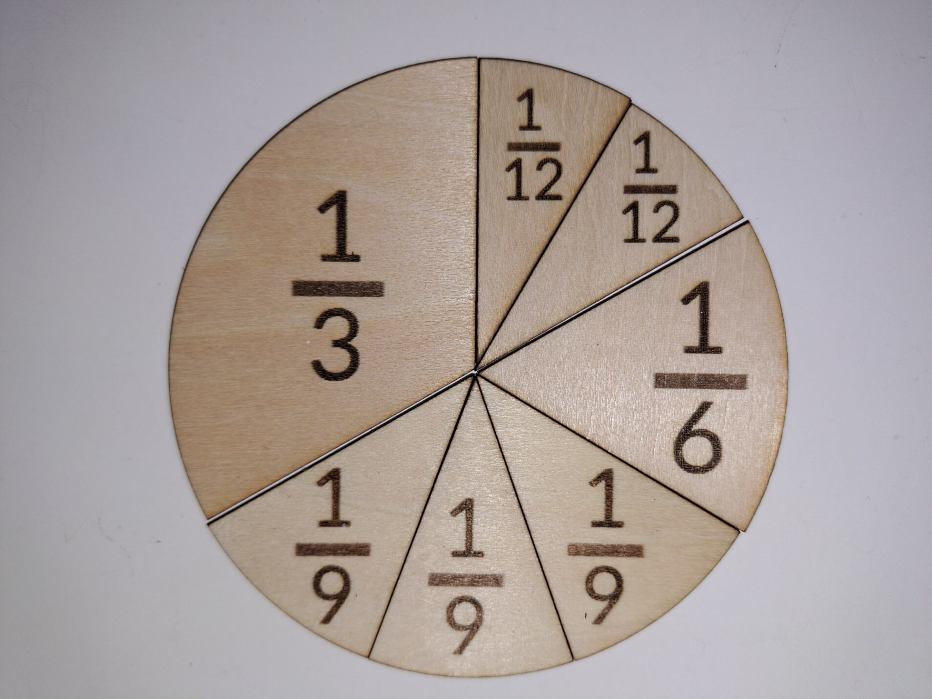 10 Wooden Pie Circle Fractions - 8cm Fractions Pie Discs - Laser Cut ...