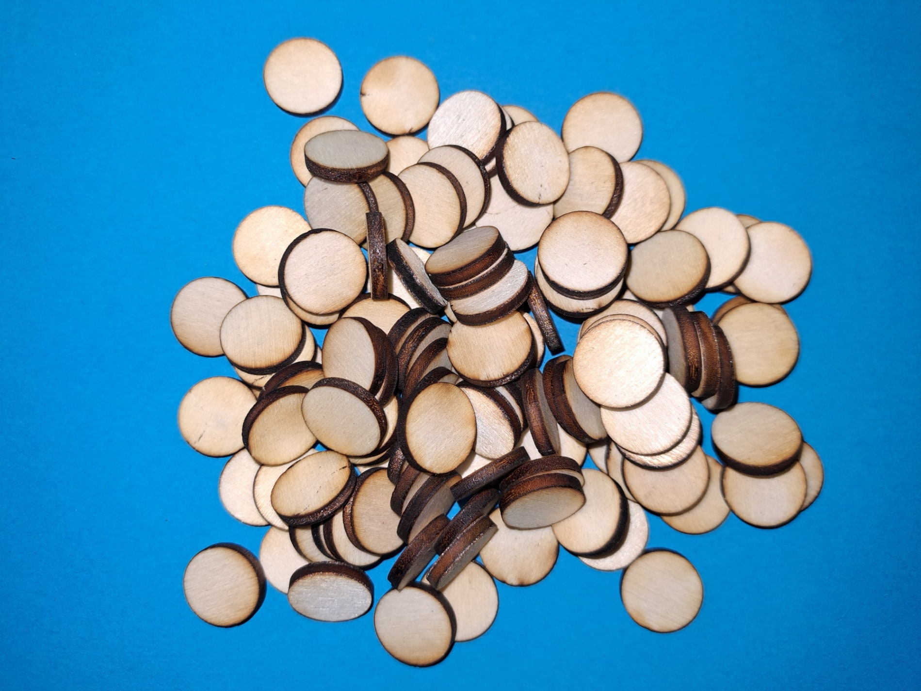Pack of 100 12mm by 2mm Wooden Counters Can Write Own With Felt Tips or ...