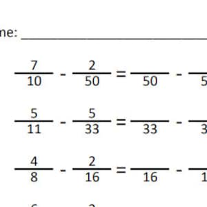 40 Fraction Worksheets for Addition and Subtraction - Etsy