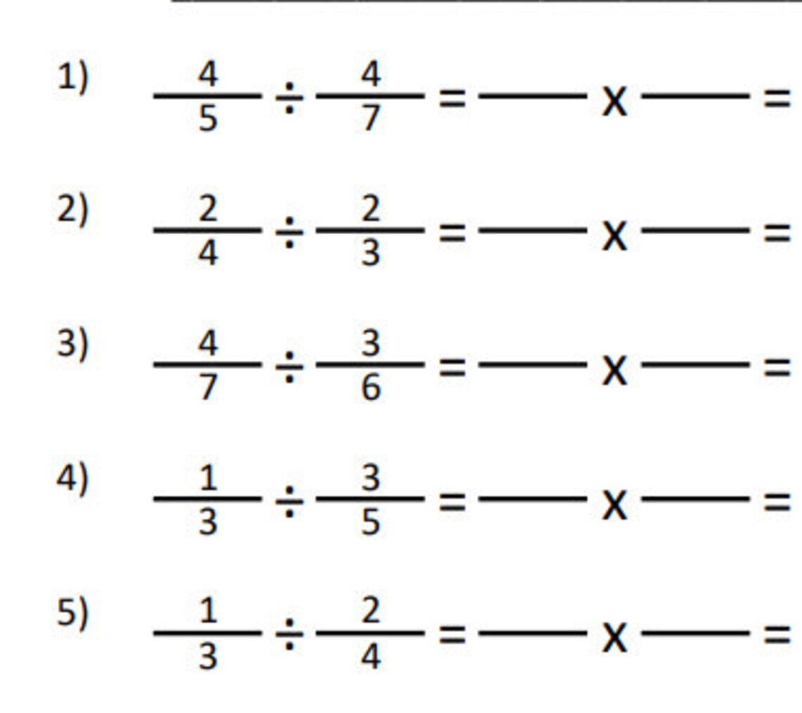 40 Fraction Worksheets - Multiplying and Division - Etsy
