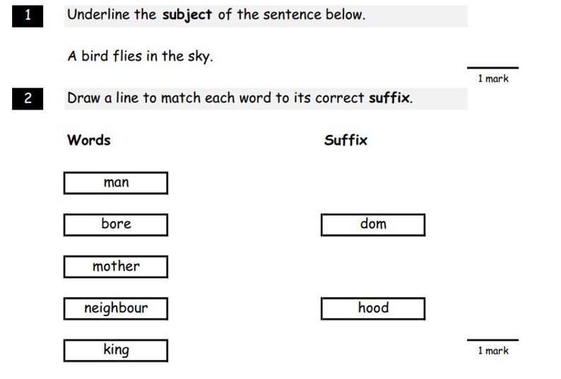 Pack of 5 SPAG Grammar Tests Paper 1 Based on 2022 Year 6 Key Stage 2 ...