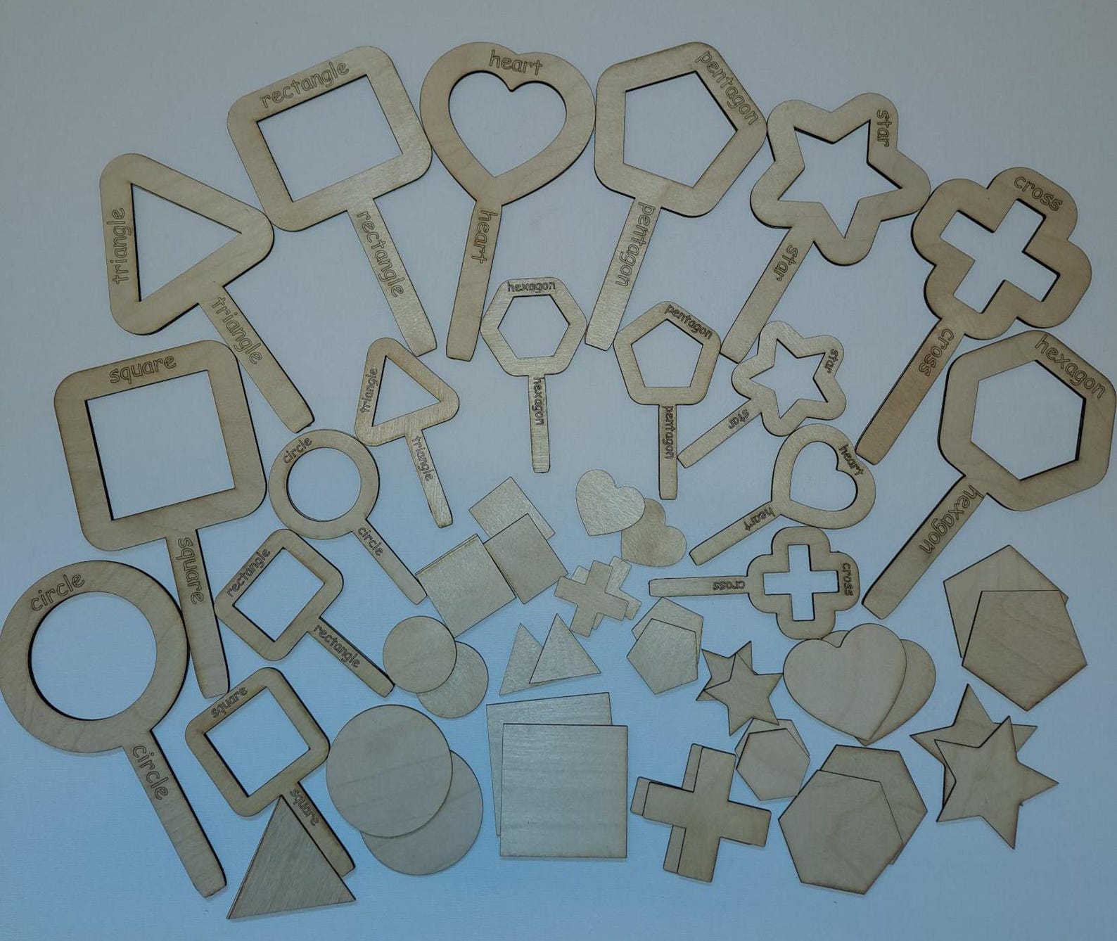 EYFS Wooden Shape Hunter - 4 Different Designs - Square, Circle ...
