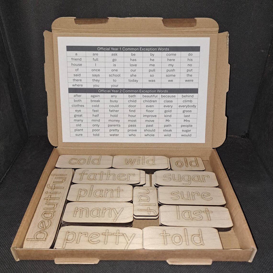 110+ Years 1 and 2 Common Exception Words on Wooden Tiles - 30mm by 45 ...