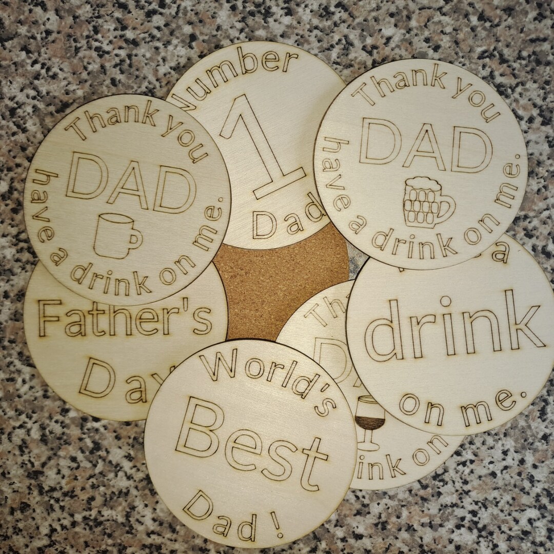 Colour Your Own Father's Day Wooden Coaster - 90mm Diameter - Colour ...