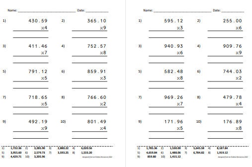 300 Maths Worksheets for Formal Addition, Subtraction, Multiplication ...