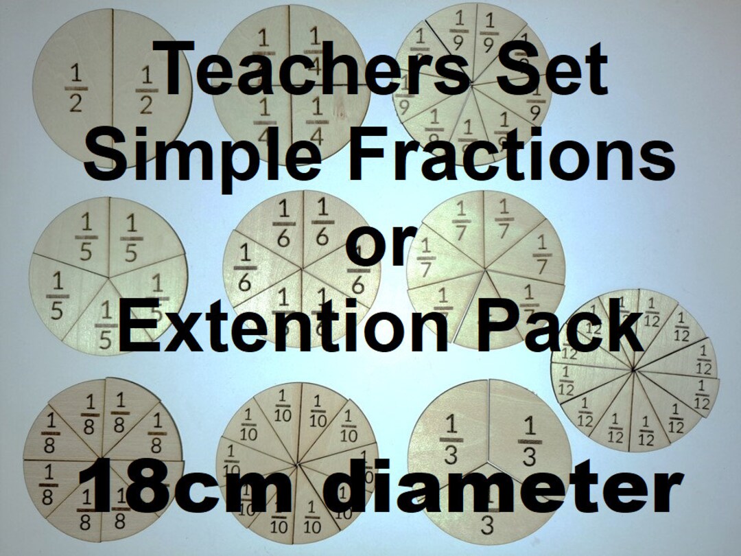 5 or 10 Teachers Wooden Pie Circle Fractions - 18cm Fractions Pie Discs ...