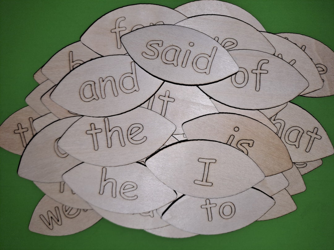First 48 High Frequency Sight Words on Wooden Eye Shaped Tiles - 40mm ...