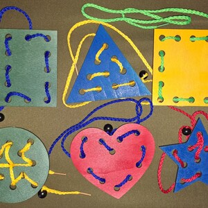 EYFS Threading Practise Simple Wooden 2D Shapes Maths - Etsy