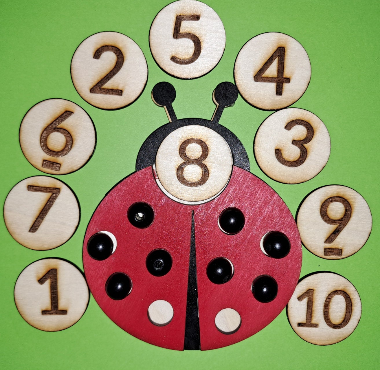 Wooden Counting Ladybird With Wooden 10mm Black Balls and 30mm Number ...