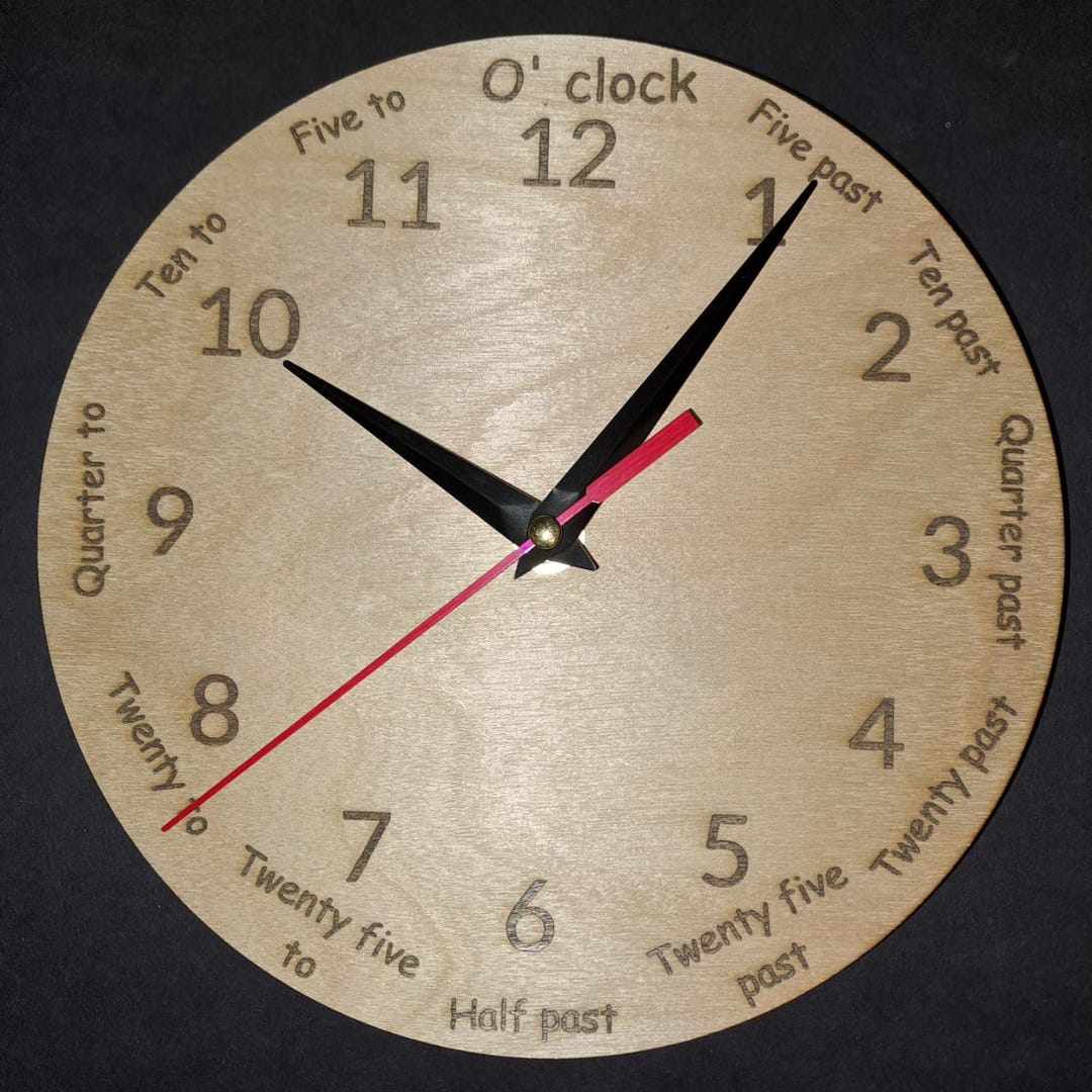 Wooden Analogue Clock With for First Learning With Description - 19cm ...